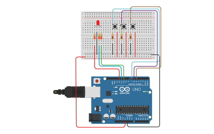 Circuit design RGB LED DZ 3 - Tinkercad