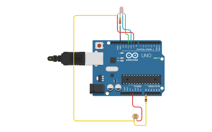 Circuit design Color Sensor - Tinkercad
