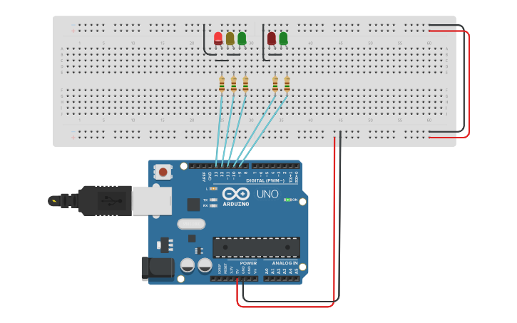 Circuit design leds - Tinkercad