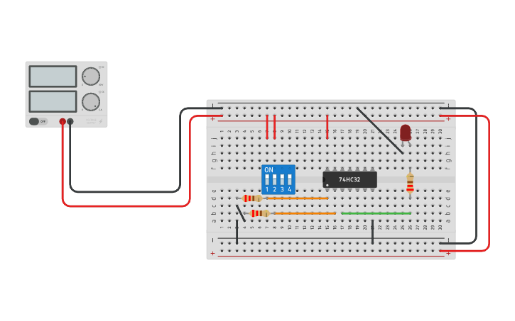 Circuit design COMPUERTA OR - 7432 | Tinkercad
