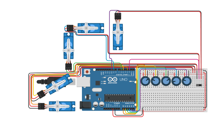Circuit design Brazo Robótico - Tinkercad