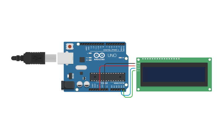 Circuit design i2C LCD - Tinkercad
