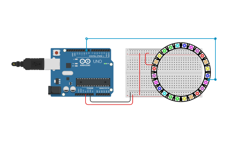 Circuit design neopixel - Tinkercad