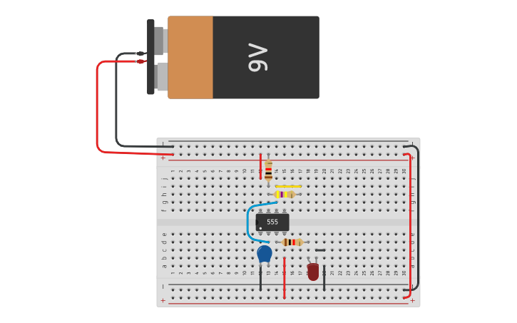 Circuit design 555 Flashing Light Circuit - Tinkercad