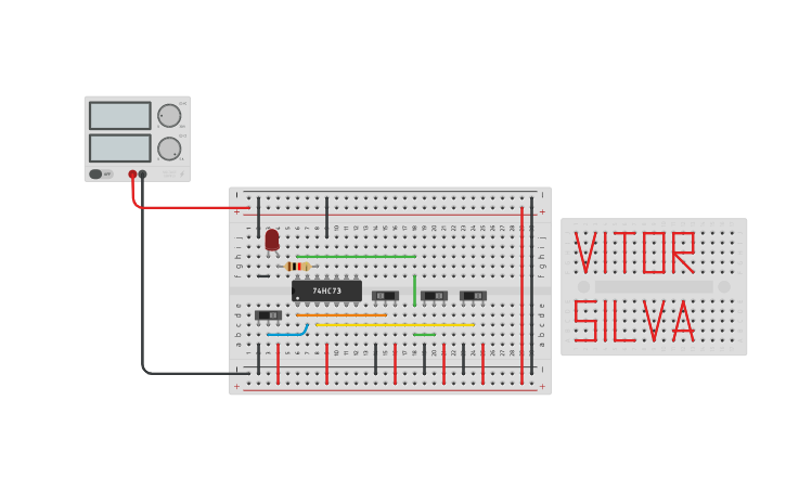Circuit design LSD FlipFlop JK 7473 - Tinkercad