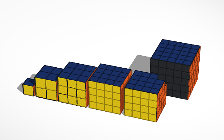 3D design 1x1, 2x2, 3x3, 4x4, 5x5 Rubick's cube - Tinkercad