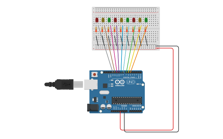 Circuit design christmas lights - Tinkercad