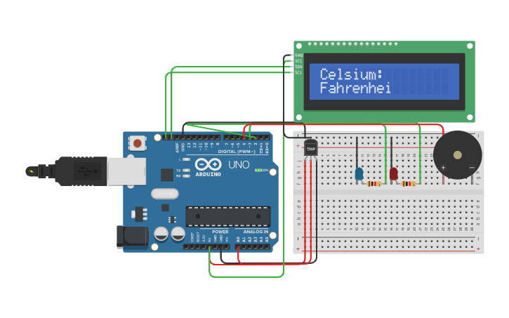Circuit Design Датчик температуры №2 и №3 Tinkercad