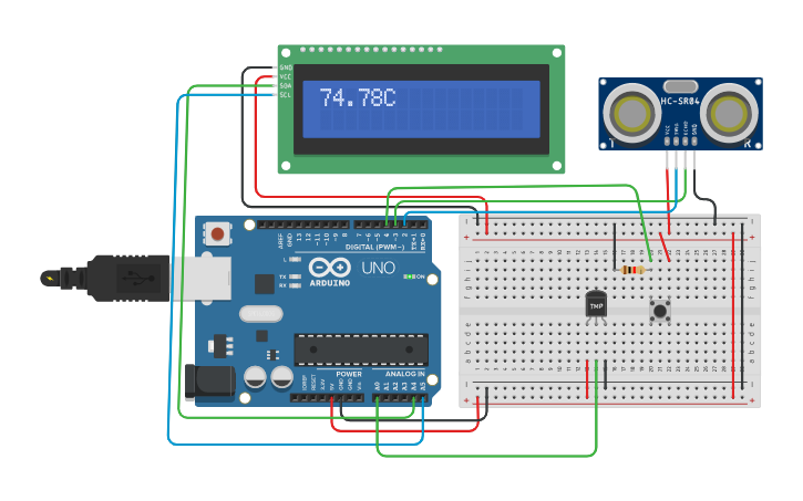 Circuit design tmp_ultrasonic_button - Tinkercad