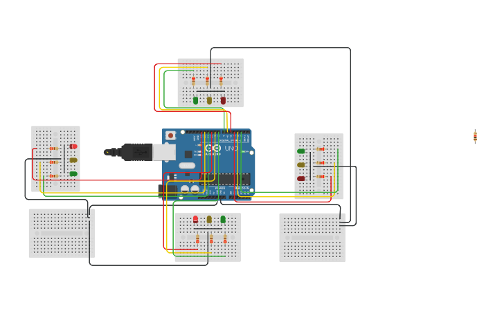 Circuit design Traffic Lights - Tinkercad