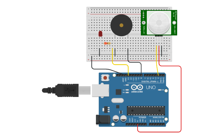 Circuit design Lab 13-1 PIR motion sensor 02 | Tinkercad