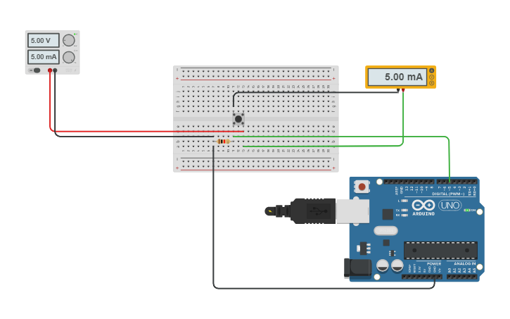 Circuit design Pulsador PULL DOWN | Tinkercad