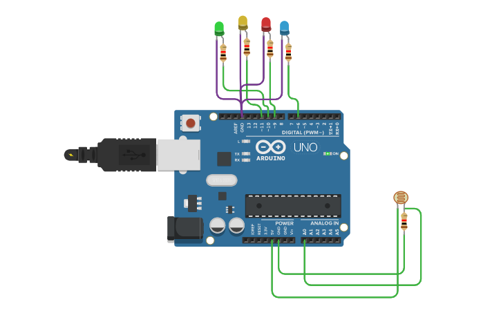 Circuit design smart street light - Tinkercad