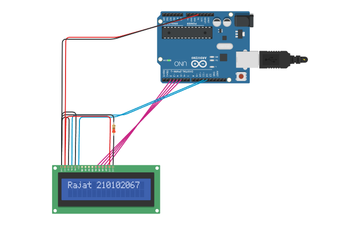 Circuit design LCD Using - Tinkercad