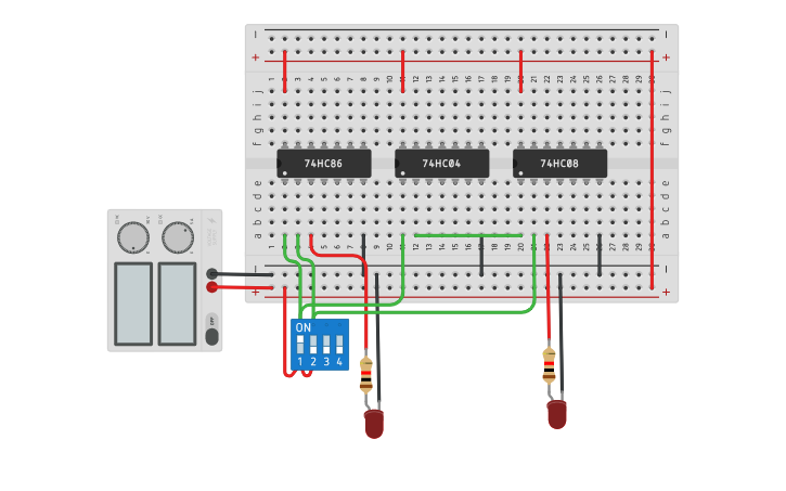 Circuit design Half Subtractor | Tinkercad