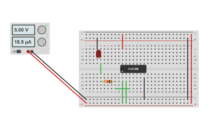 Circuit design 74HC00 - Tinkercad