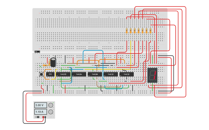 Circuit design PRACTICA DADO - Tinkercad Circuit design PRACTICA DADO - Tinkercad