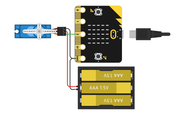 Circuit Design Servo Model With Microbit Tinkercad