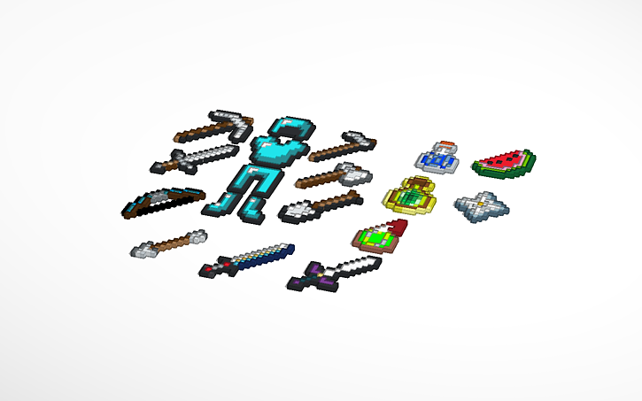 3D design Minecraft Tools & Armor - Tinkercad