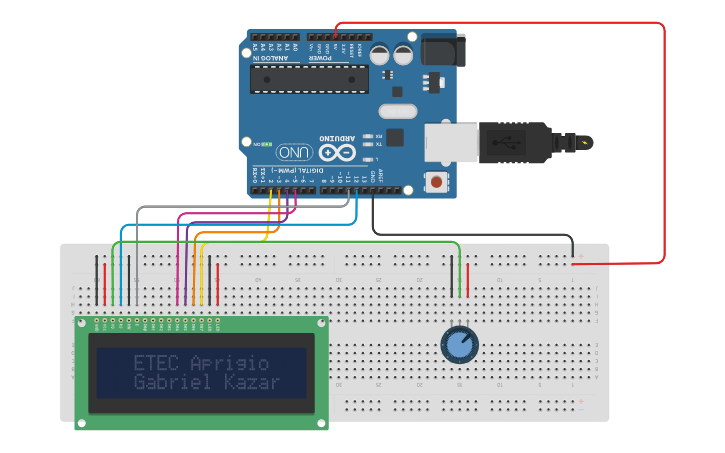 Circuit design teste lcd | Tinkercad