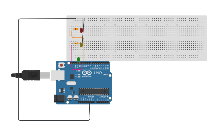 Circuit Design Semáforo Vehicular Tinkercad