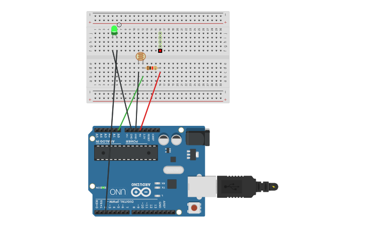Circuit design photoresistor - Tinkercad