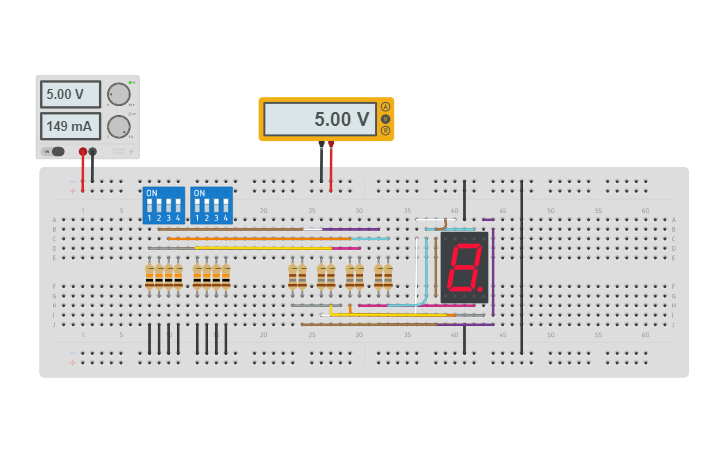 Circuit design Display de 7 segmentos - Tinkercad