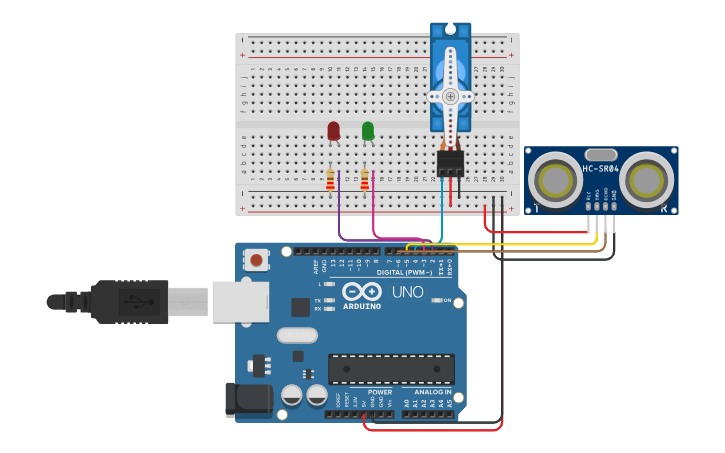 Circuit design Talanquera Parqueadero - Tinkercad