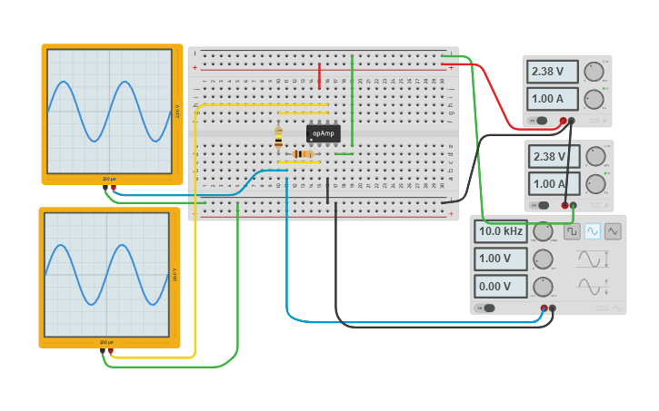 Circuit design Inverting Amplifier - Tinkercad