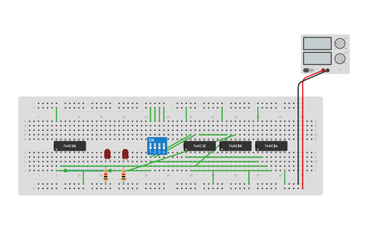 Circuit design 7a - Lista 2 Circuitos Lógicos - Tinkercad