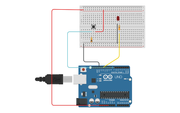 Circuit design led-pulsante | Tinkercad