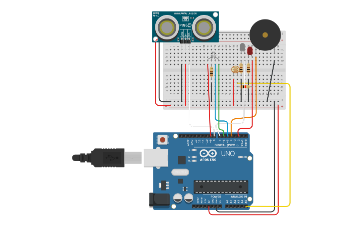 Circuit Design Distance Detector Tinkercad
