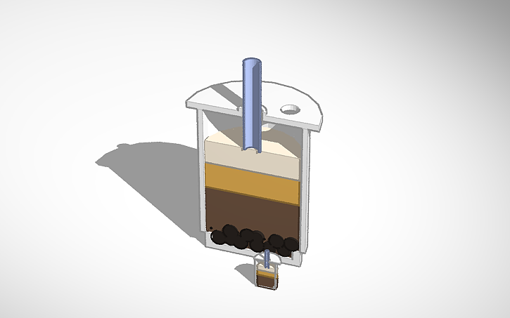 3D design boba tea key chain - Tinkercad