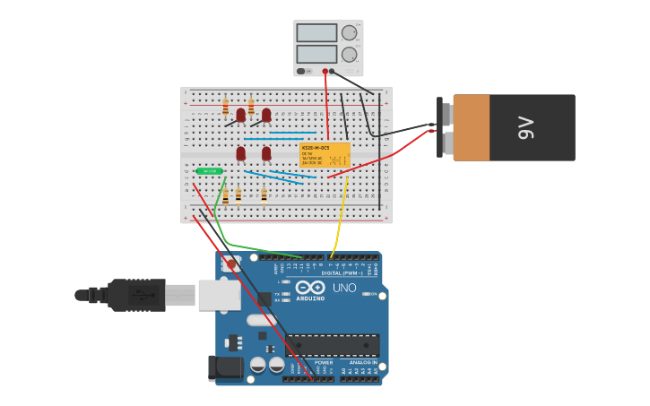 Circuit design DPDT Relay - Tinkercad