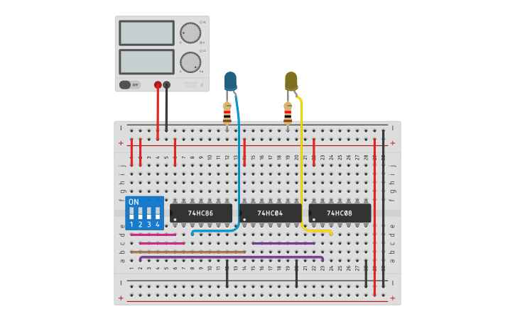 Circuit design Half Subtractor using Basic Gates | Tinkercad