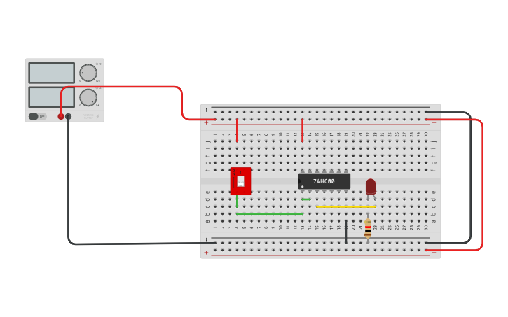 Circuit design NOT gate using NAND gate - Tinkercad