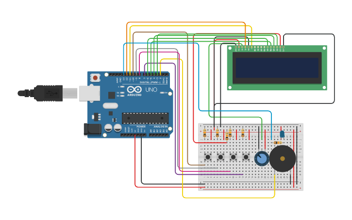 Circuit design Digital Clock with alarm, timer and stopwatch - Tinkercad