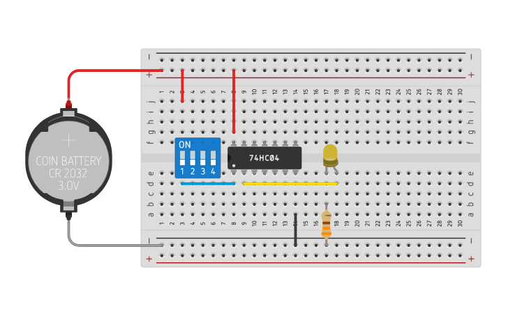 Circuit design Compuerta logica NOT | Tinkercad