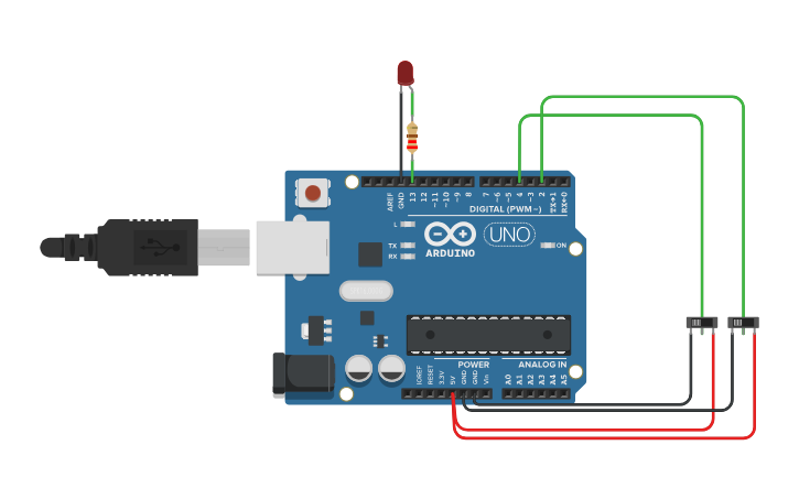 Circuit design Embed PIN and External Interrupt LED Toggle - Tinkercad