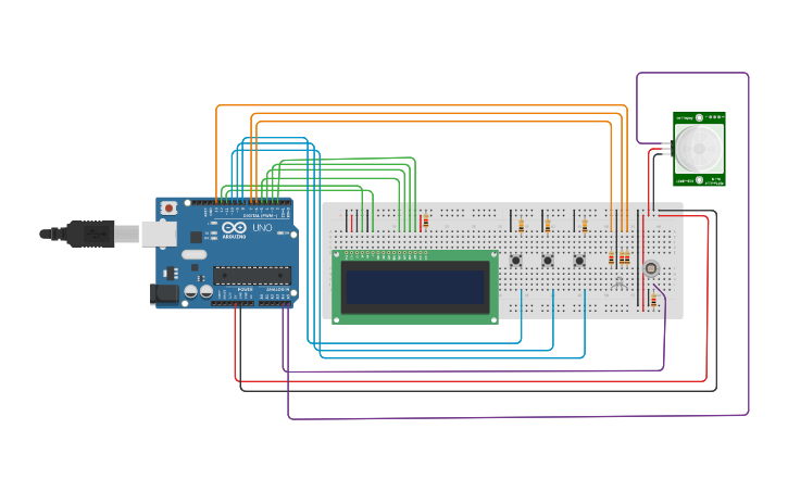Circuit design Simulation LCD, Button, RGB, - Tinkercad