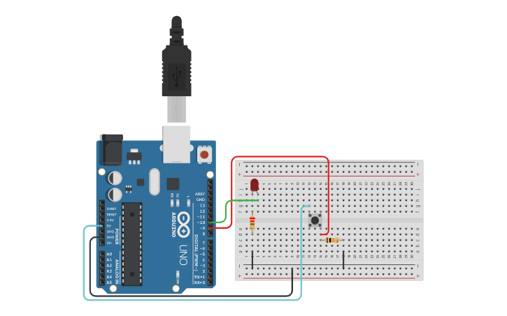 Circuit design LED Menyala dengan Tombol Saklar (Pushbutton Switch ...