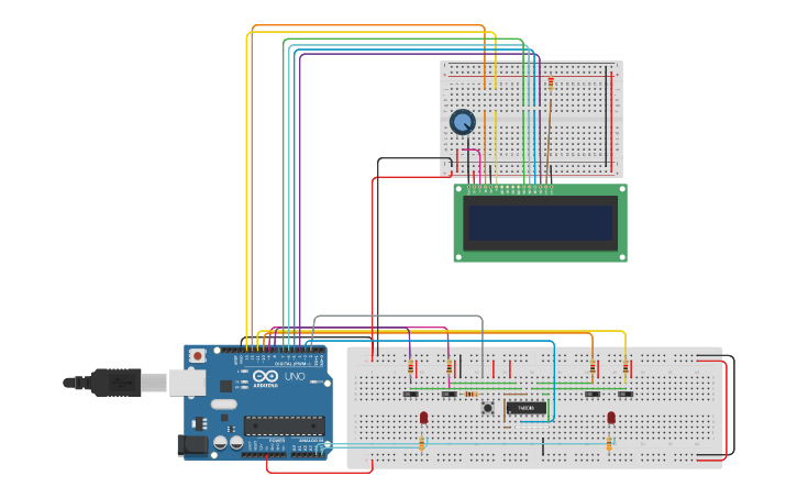 Circuit design Sistema de Conteo_parqueadero | Tinkercad