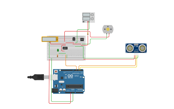 Circuit design distance sensor HC-SR04 - Tinkercad