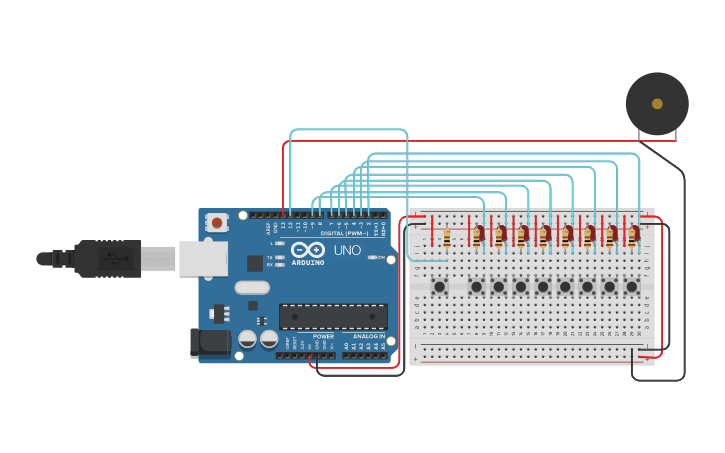 Circuit design Piano - Tinkercad