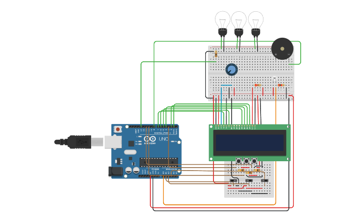 Circuit design Project: Buzzer Alarm Lamp - Tinkercad