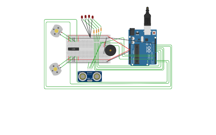 Circuit design Version 1 Sensor and LEDs (Work in progress) | Tinkercad