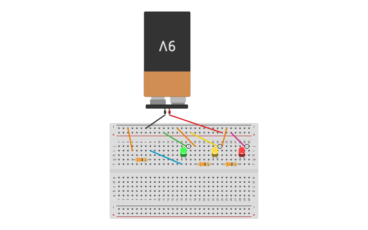 Circuit Design Traffic Lights On A Breadboard Tinkercad