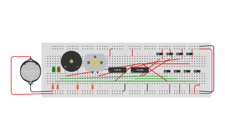 Circuit design Mini casa inteligente con lógica combinacional - Tinkercad