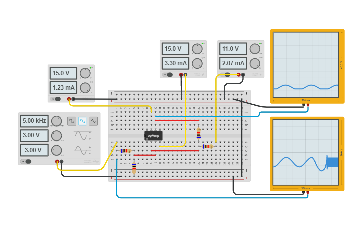 Circuit design 3)Subtractor, or differential, op-amp - Tinkercad
