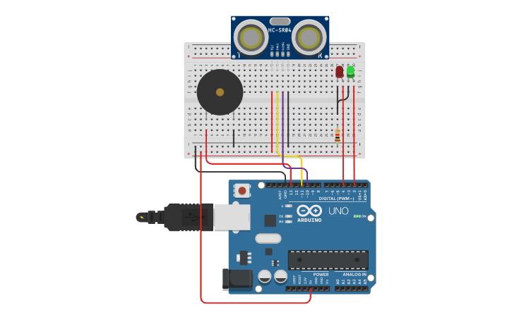 Circuit Design Distance Alarm Tinkercad